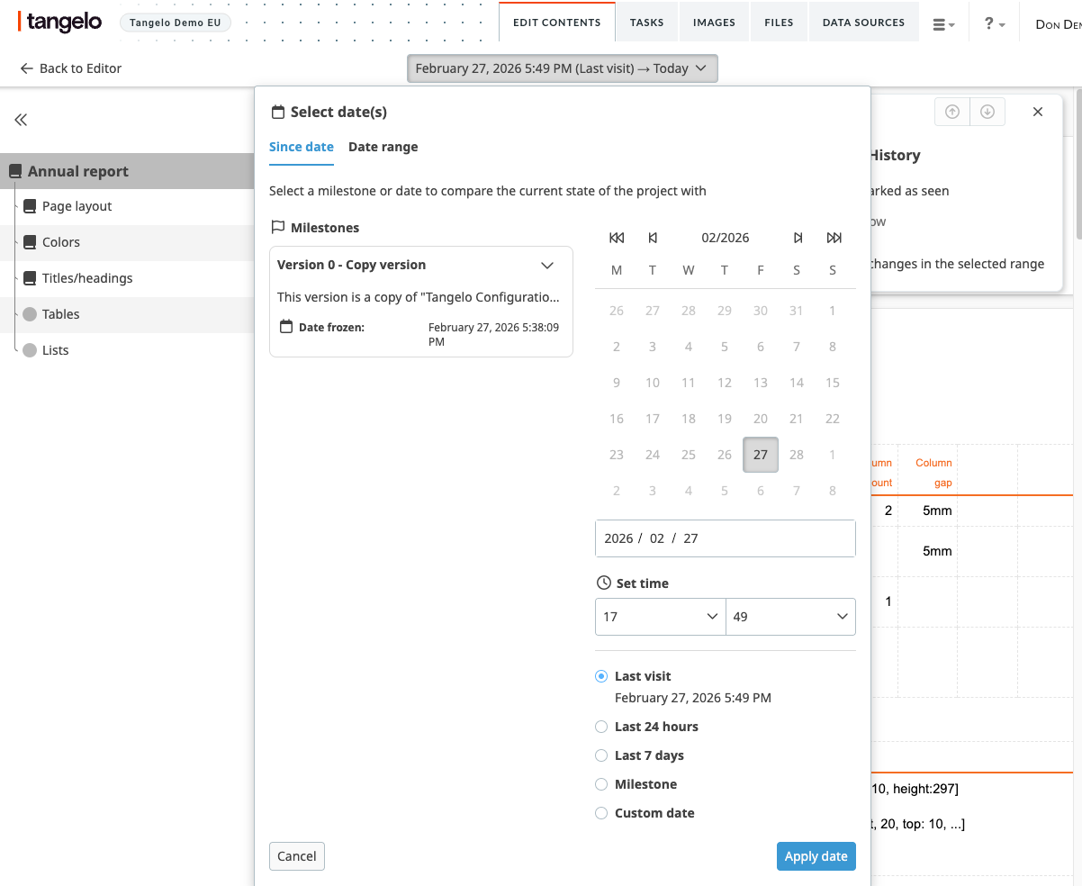 Change track information in Tangelo – Tangelo Software